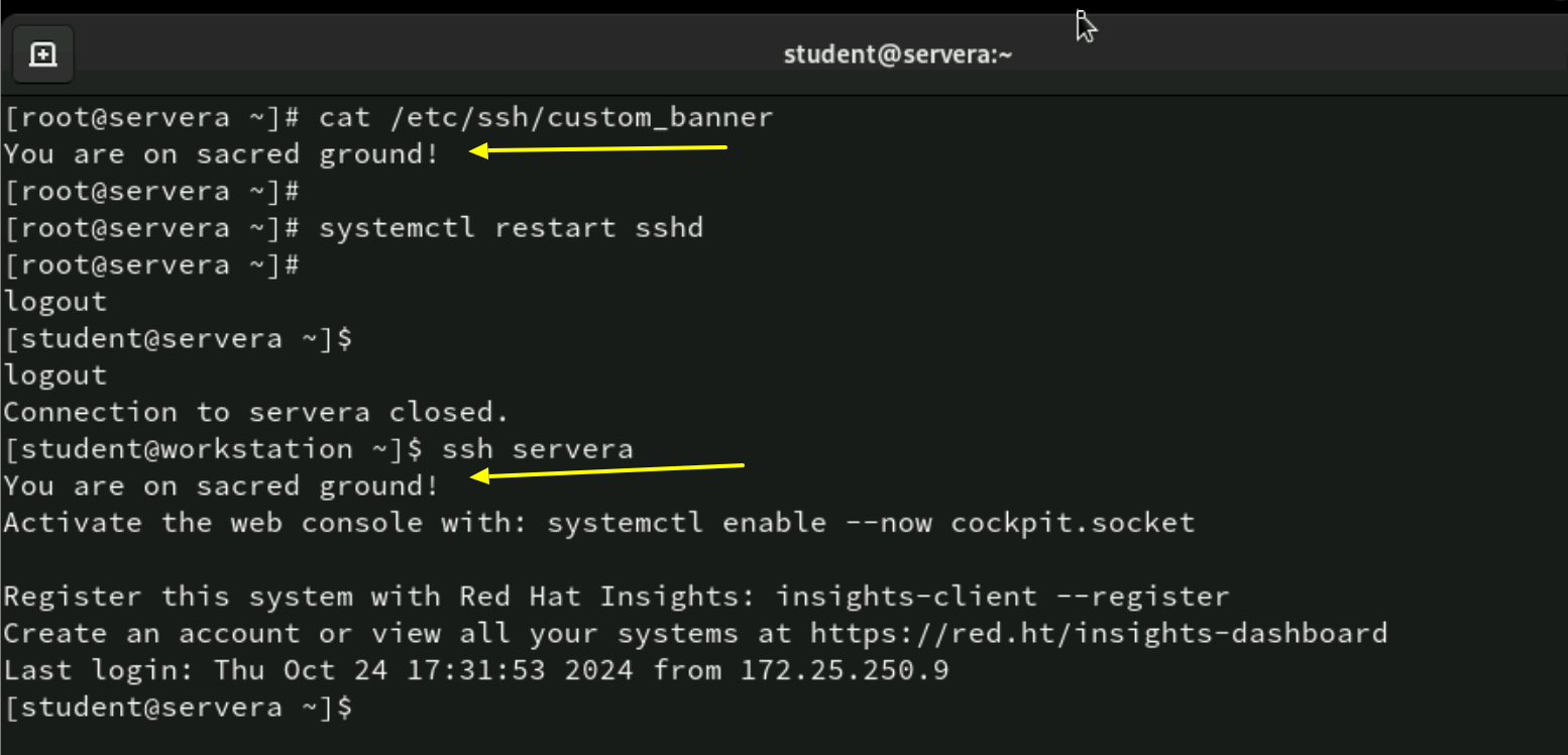 Solved: Banner for SSH Login - Red Hat Learning Community