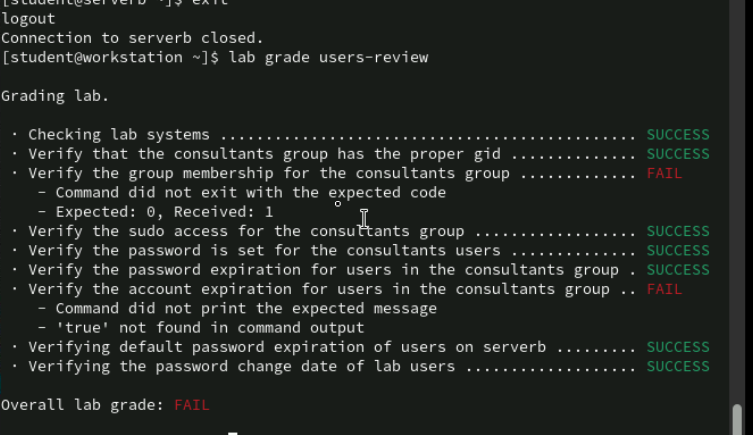 Solved: Error on Lab: Manage Local Users and Groups - Red Hat Learning Community