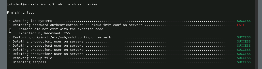 Solved: RH124 - ch10s07 | lab finish ssh-review fails - Red Hat Learning Community