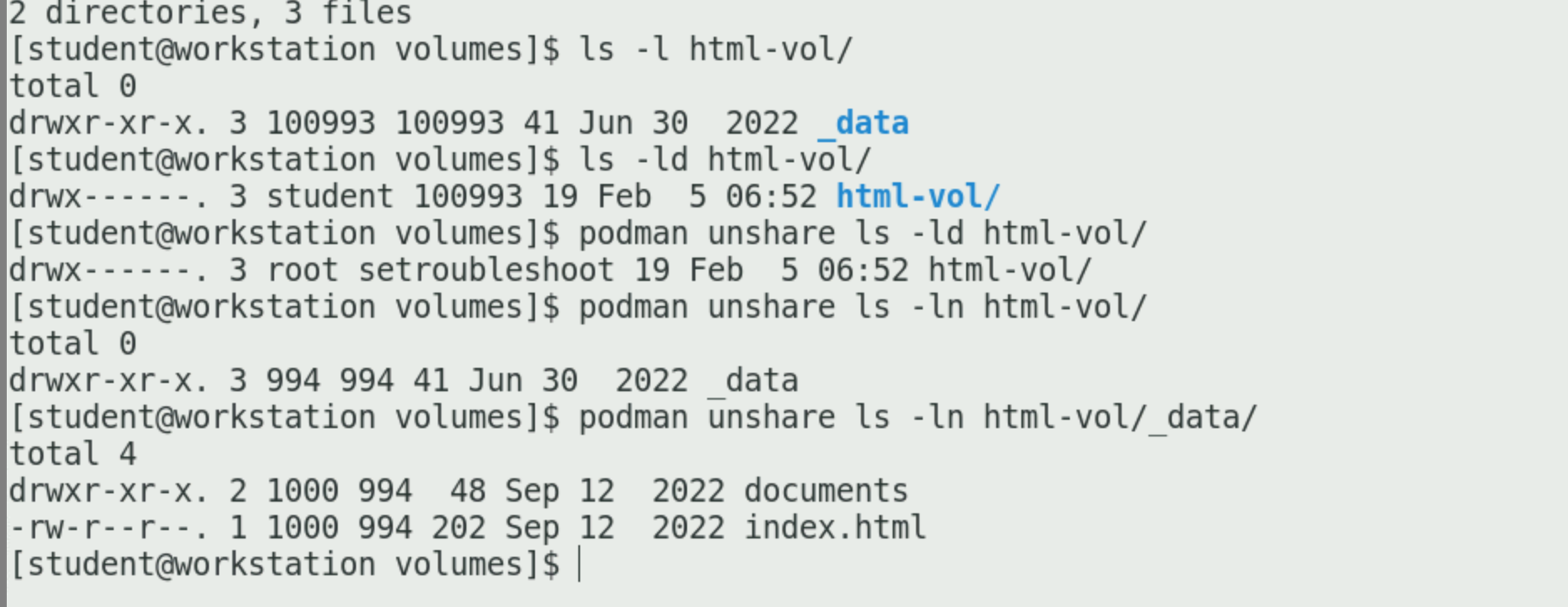 Solved: Guided Exercise: Volume Mounting - Red Hat Learning Community