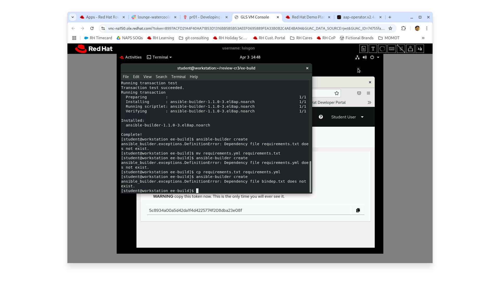 lab review-cr3 : ansible-builder create : Error wi... - Red Hat ...