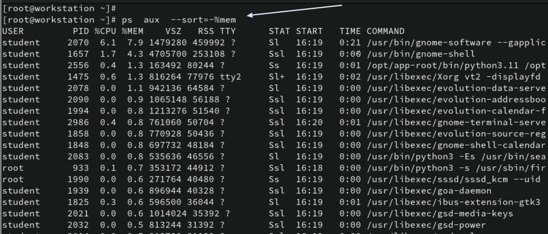 Sorted CPU and Memory Consuming Processes - Red Hat Learning Community