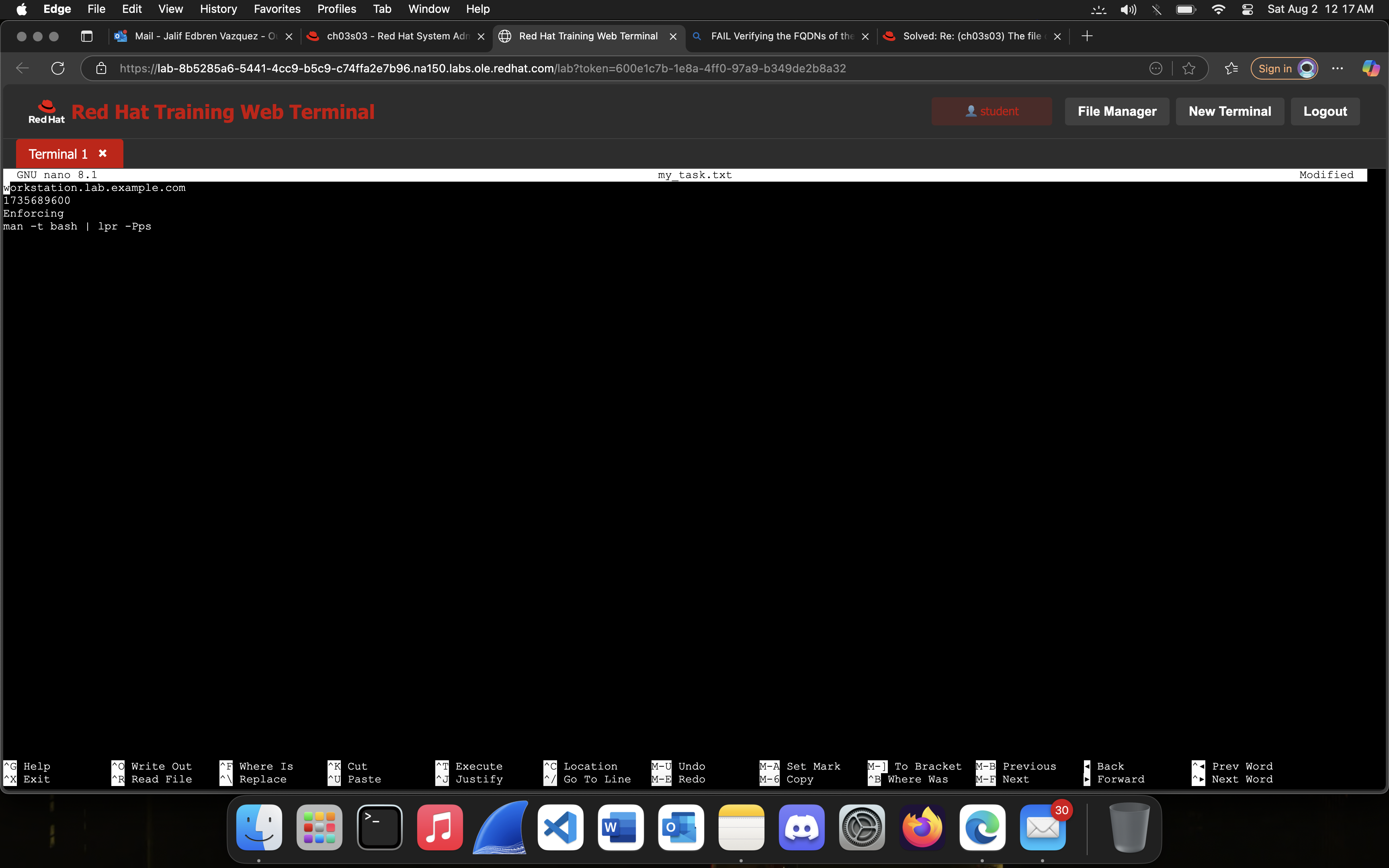 Solved: (ch03s03) The file does not contain the all the FQ... - Page 2 - Red Hat Learning Community