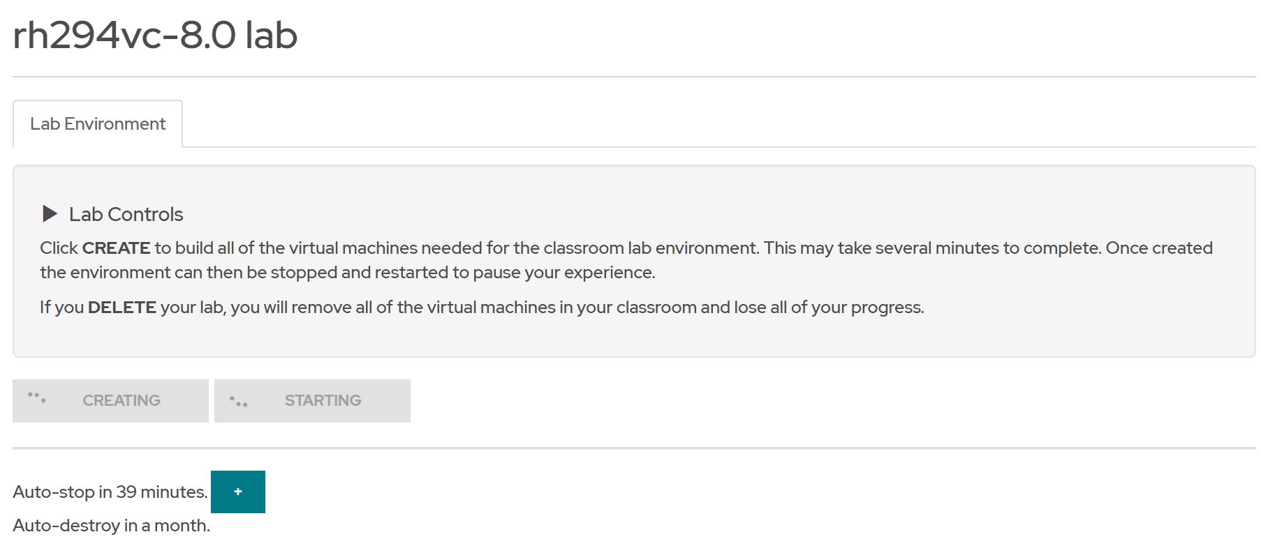 Try to create / start the lab environment - Red Hat Learning Community