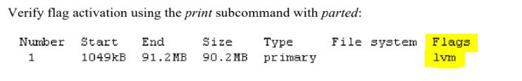 Partition flags: parted /dev/sdb set 1 lvm(boot/ro... - Red Hat ...