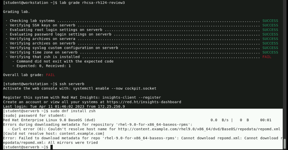 Possible issue with RH124 9.0 - Chapter 17 - Revie... - Red Hat Learning Community