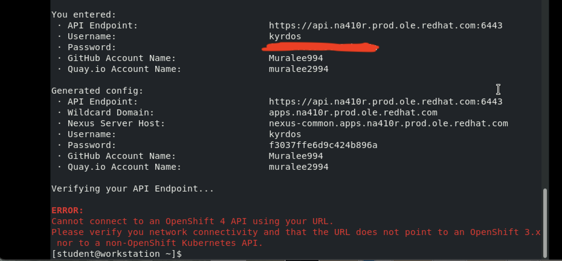 Connection error to Openshift 4.5 API during my DO... - Page 2 - Red Hat Learning Community