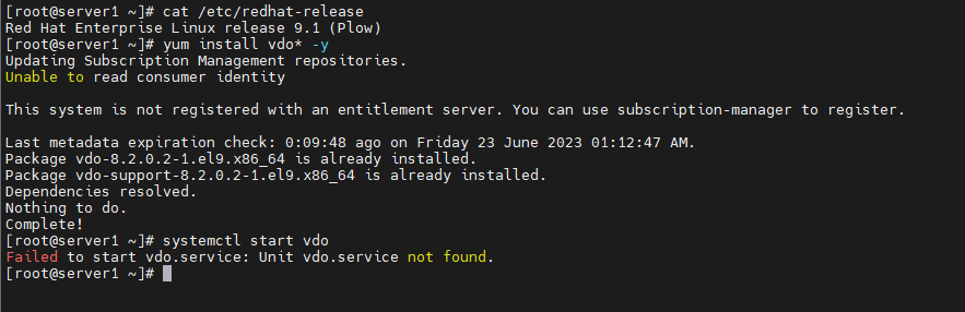 Solved: unable to start vdo service - Red Hat Learning Community