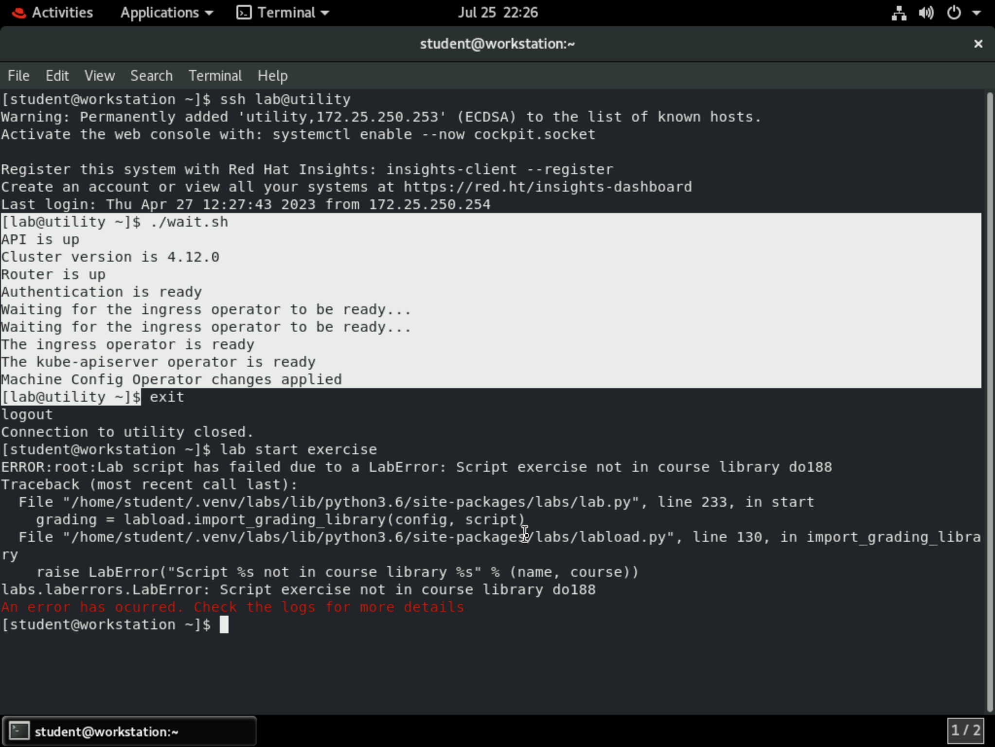 Solved: DO188 - not able to proceed with lab exercises - Red Hat ...