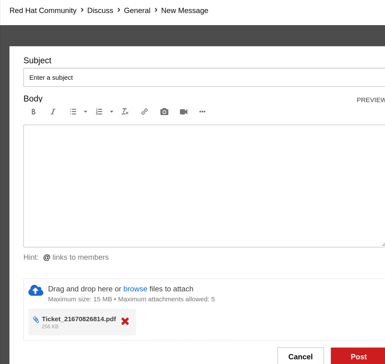 Solved: [Suggestion] To Add upload file features into thi... - Red Hat Learning Community