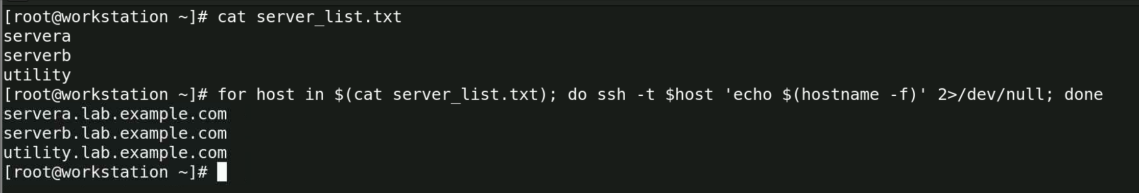 Solved: For loop to get the hostname - Red Hat Learning Community