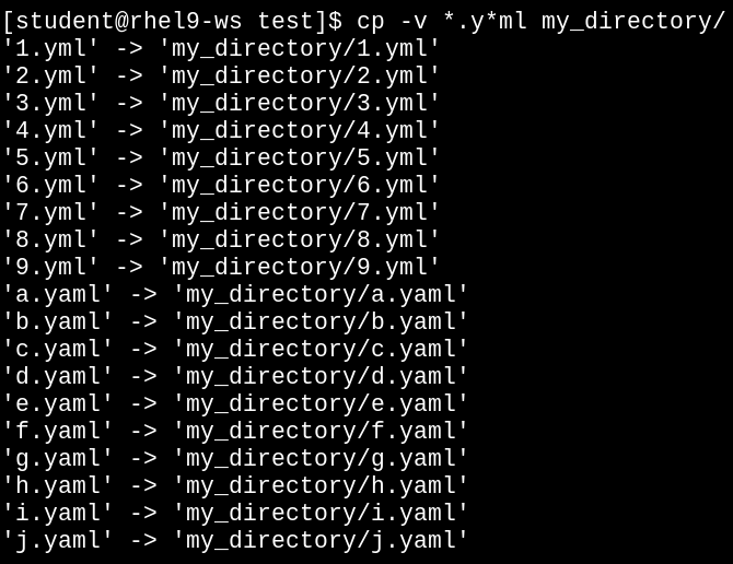 Command to copy all .yaml and .yml files - Red Hat Learning Community