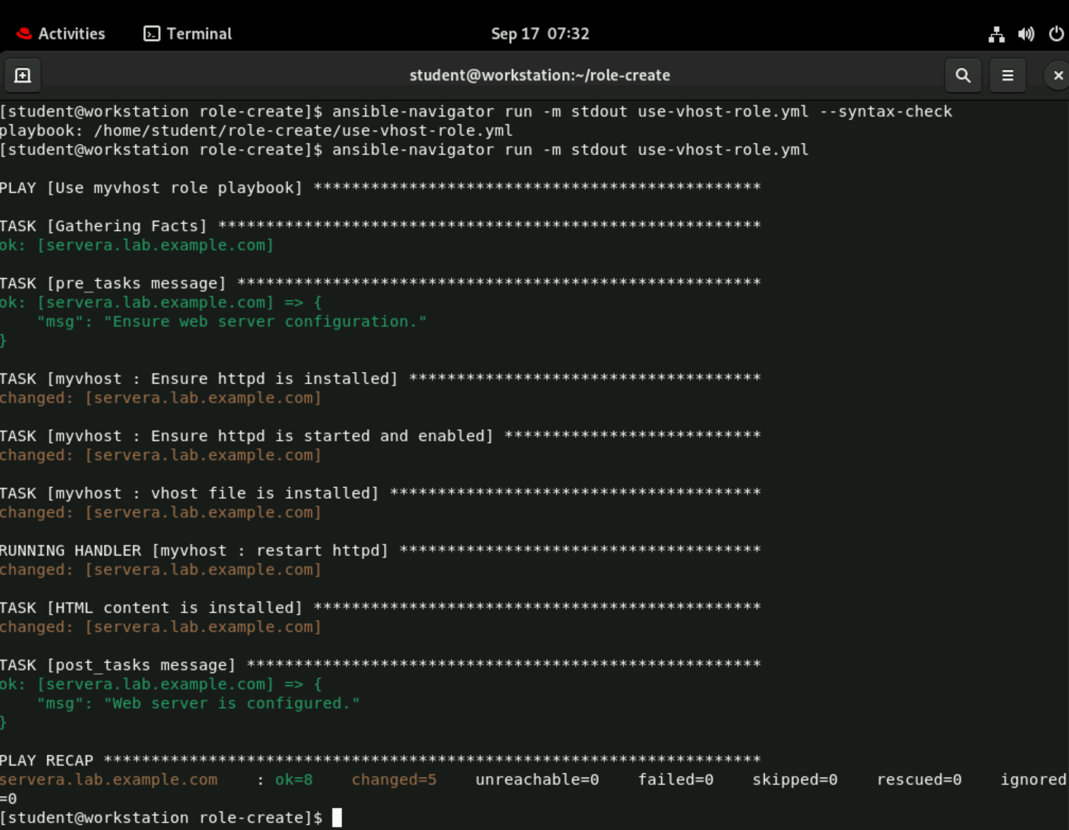 Error in Guided Exercise: Creating Roles - Chapter... - Red Hat Learning Community