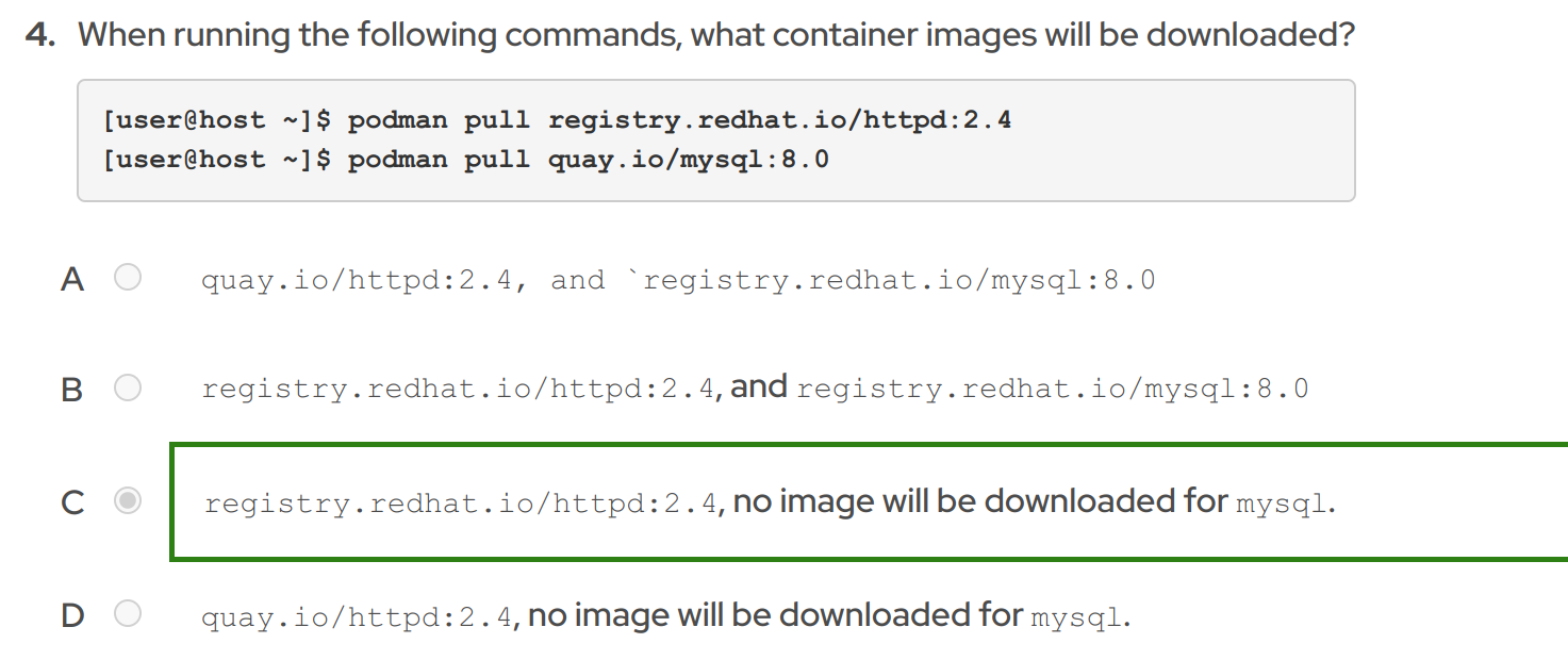 Solved: Query about quiz answer - Red Hat Learning Community