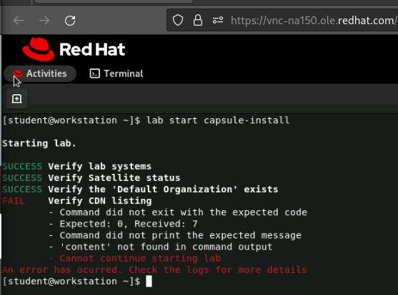 Solved: lab start fails with Guided Exercise: Install a Sa... - Red Hat ...