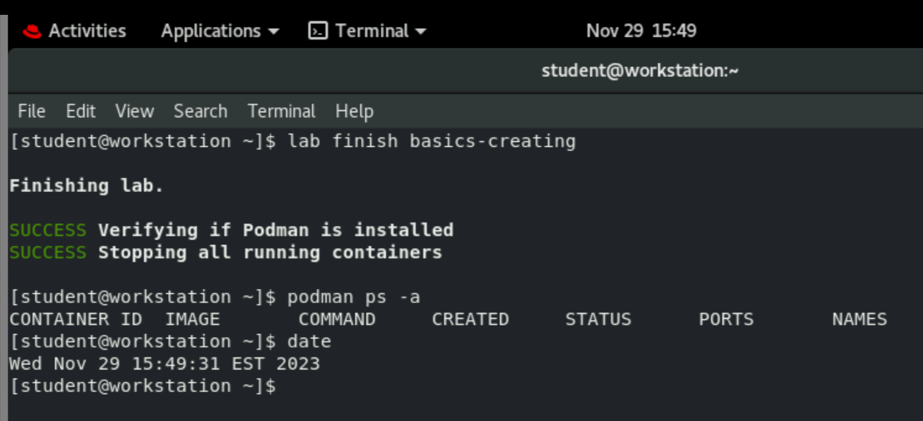 DO188 finish script doesn't clean up old container... - Red Hat Learning Community