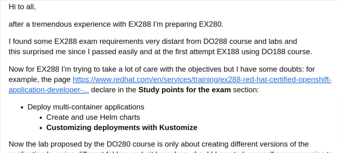 Solved: EX280 Objectives and DO280 preparation - Red Hat Learning Community