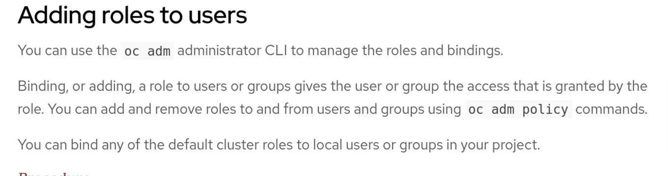 Openshift - oc adm policy vs oc policy - Red Hat Learning Community