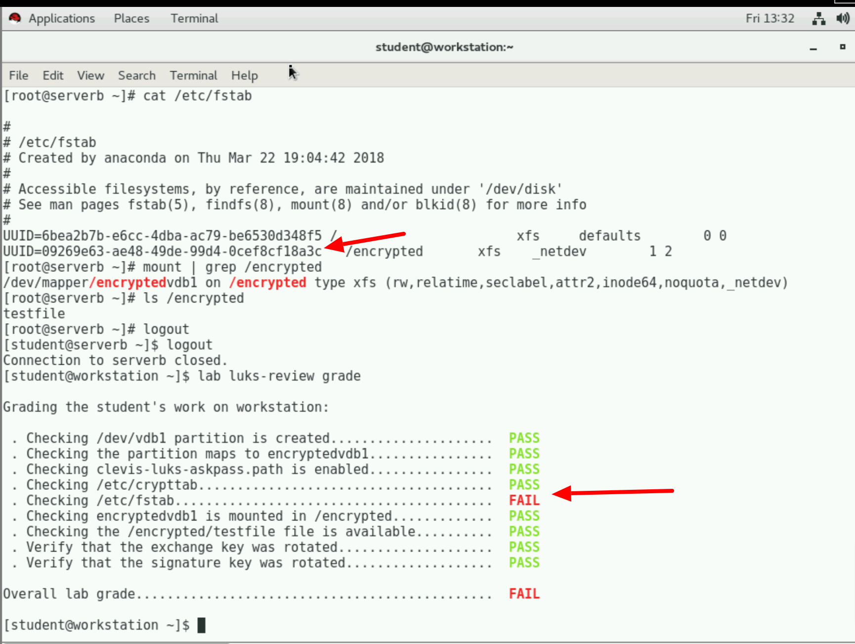 Solved: Chapter 3 Protecting Data with LUKS and NBDE Lab l... - Red Hat Learning Community