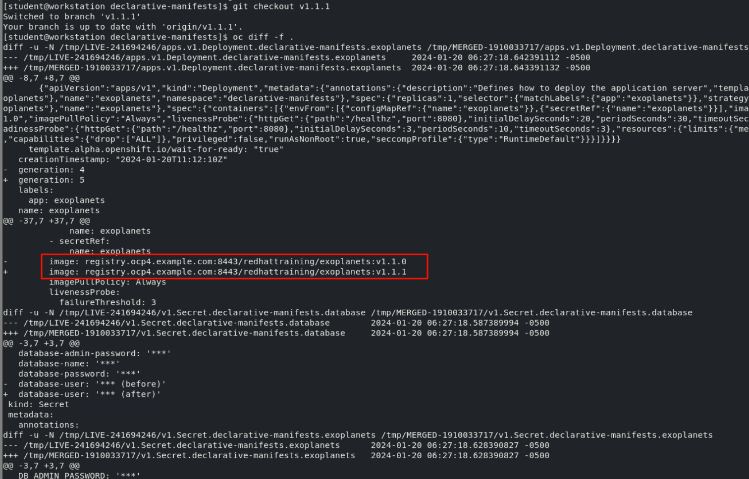 Solved: Confused on this lab:declarative-manifests - Red Hat Learning ...