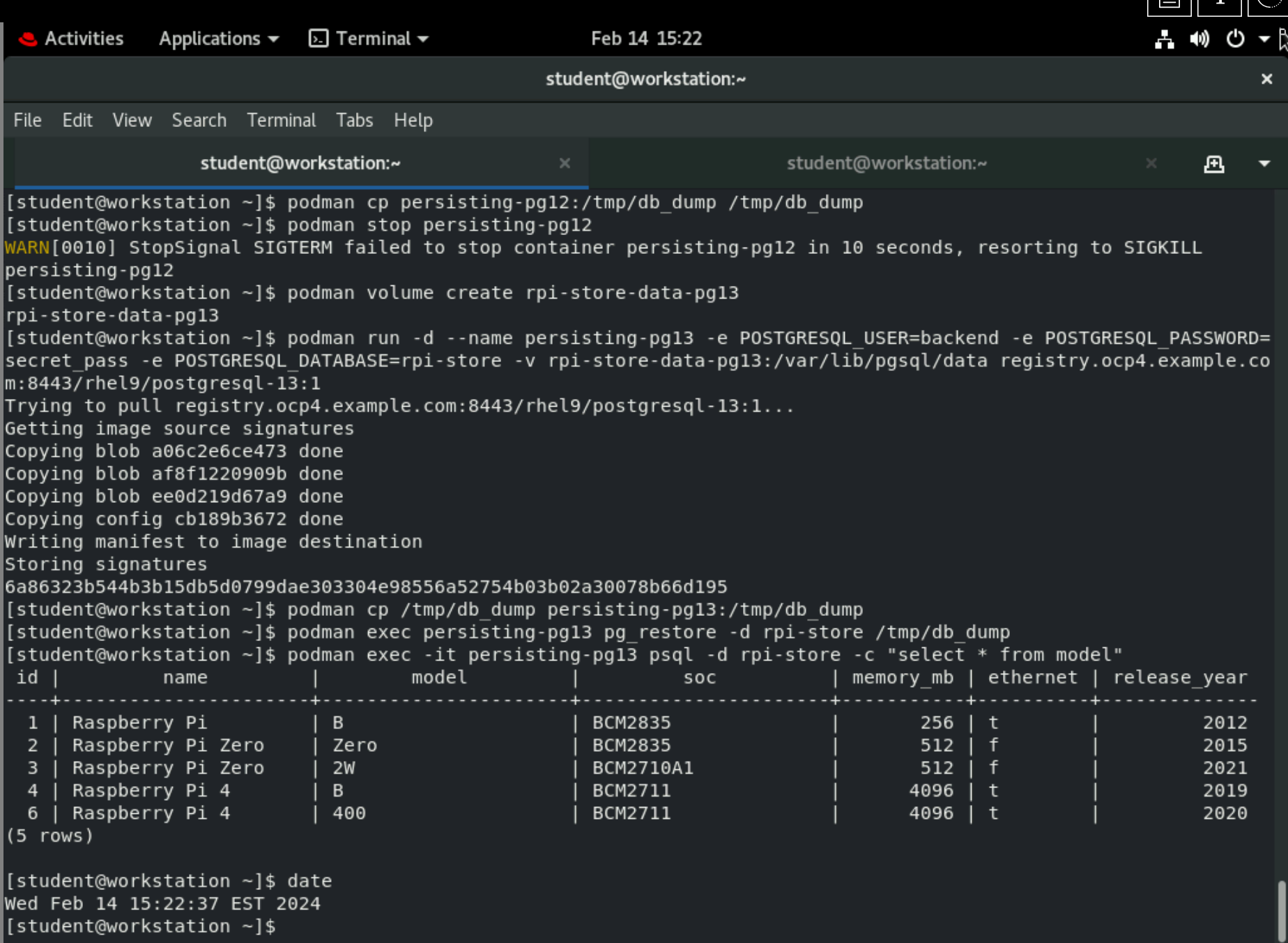 Error: Guided Exercise: Working with Databases - p... - Red Hat ...