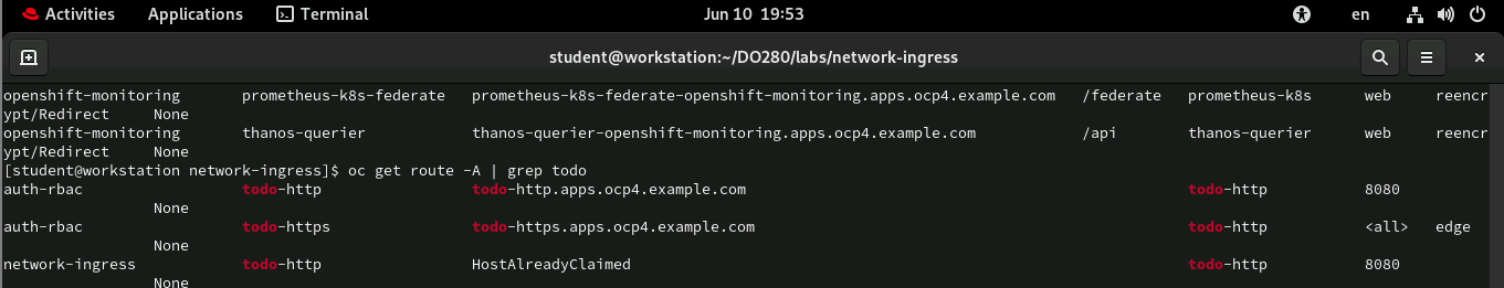 DO280 - Lab chapter 4 - Guided Exercise: Protect E... - Red Hat ...