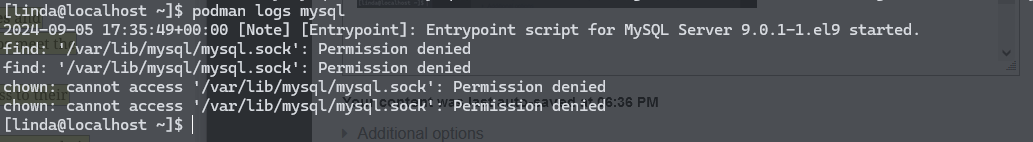 Solved: Podman volume mount /var/lib/mysql problem. - Red Hat Learning Community