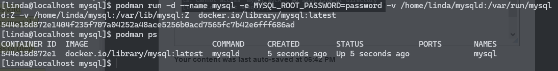Solved: Podman volume mount /var/lib/mysql problem. - Red Hat Learning Community